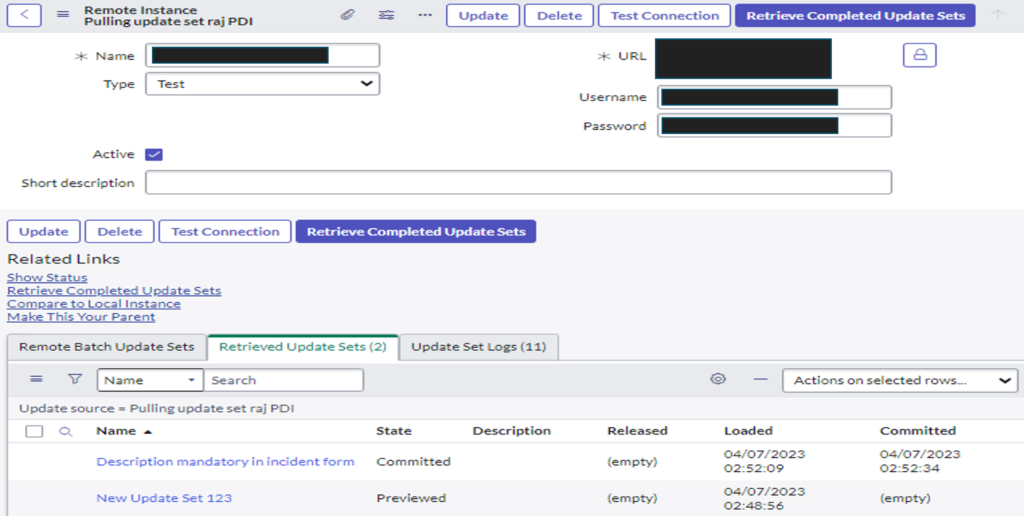 ServiceNow Update sets