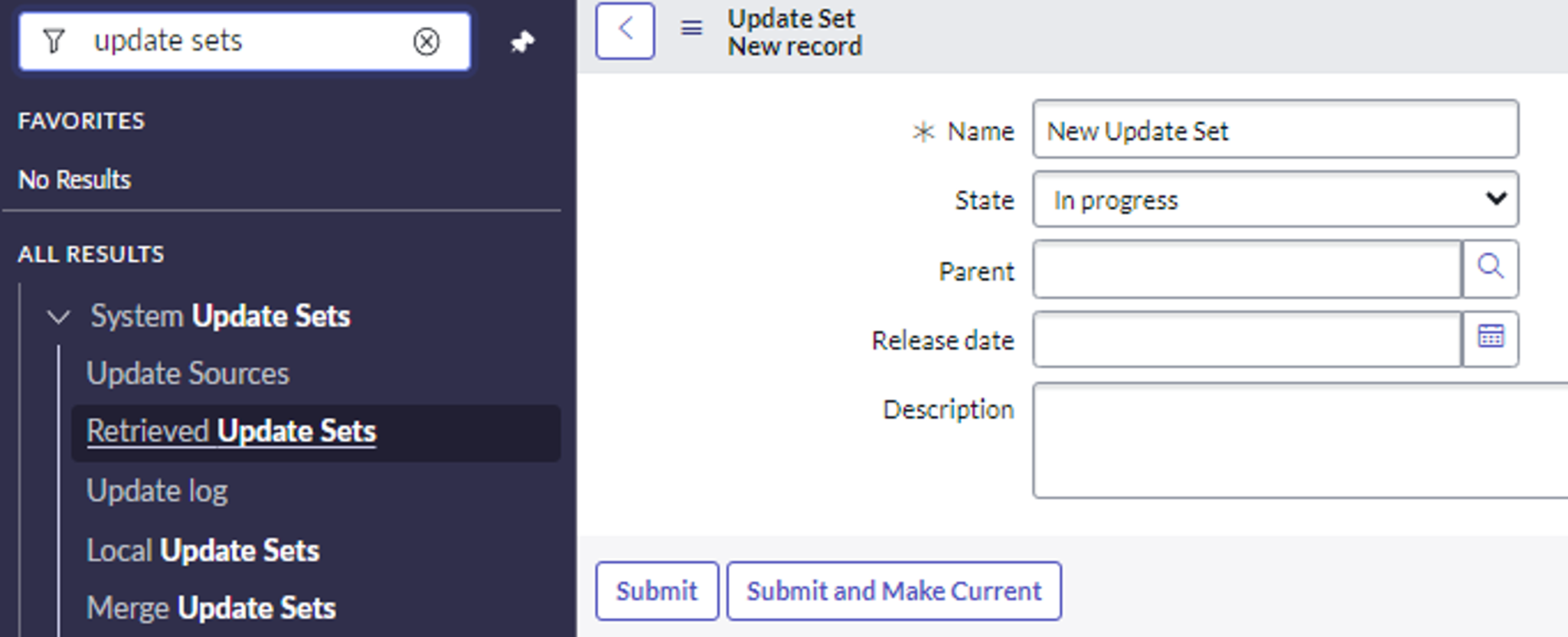 ServiceNow Update sets